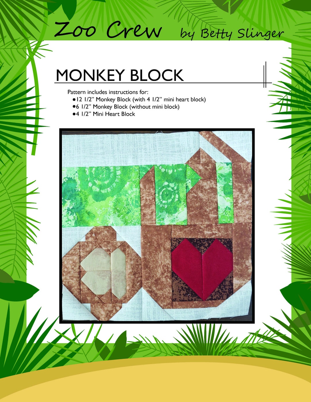 Monkey Quilt Block / Digital Download / PDF Pattern - Etsy