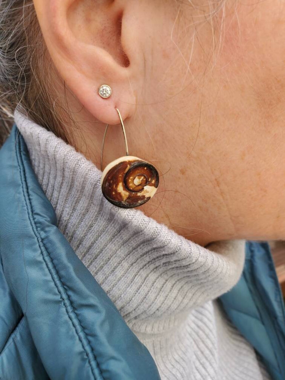 Snail Shell Earrings Minimalist Snail Shell Shiva Shell | Etsy