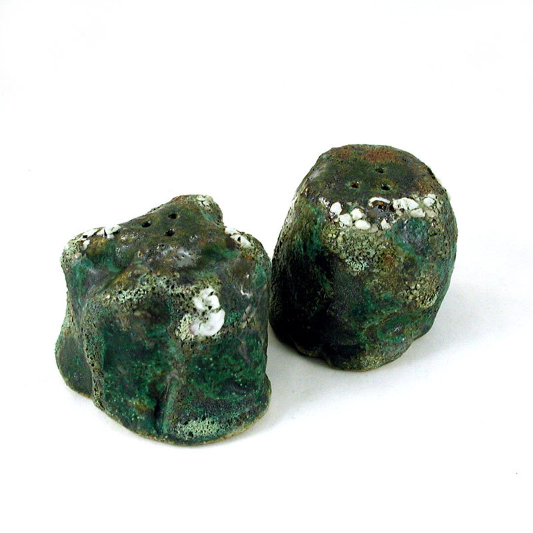Ceramic Salt and Pepper Shaker Set Realistic Rock Sculptures Organic ...