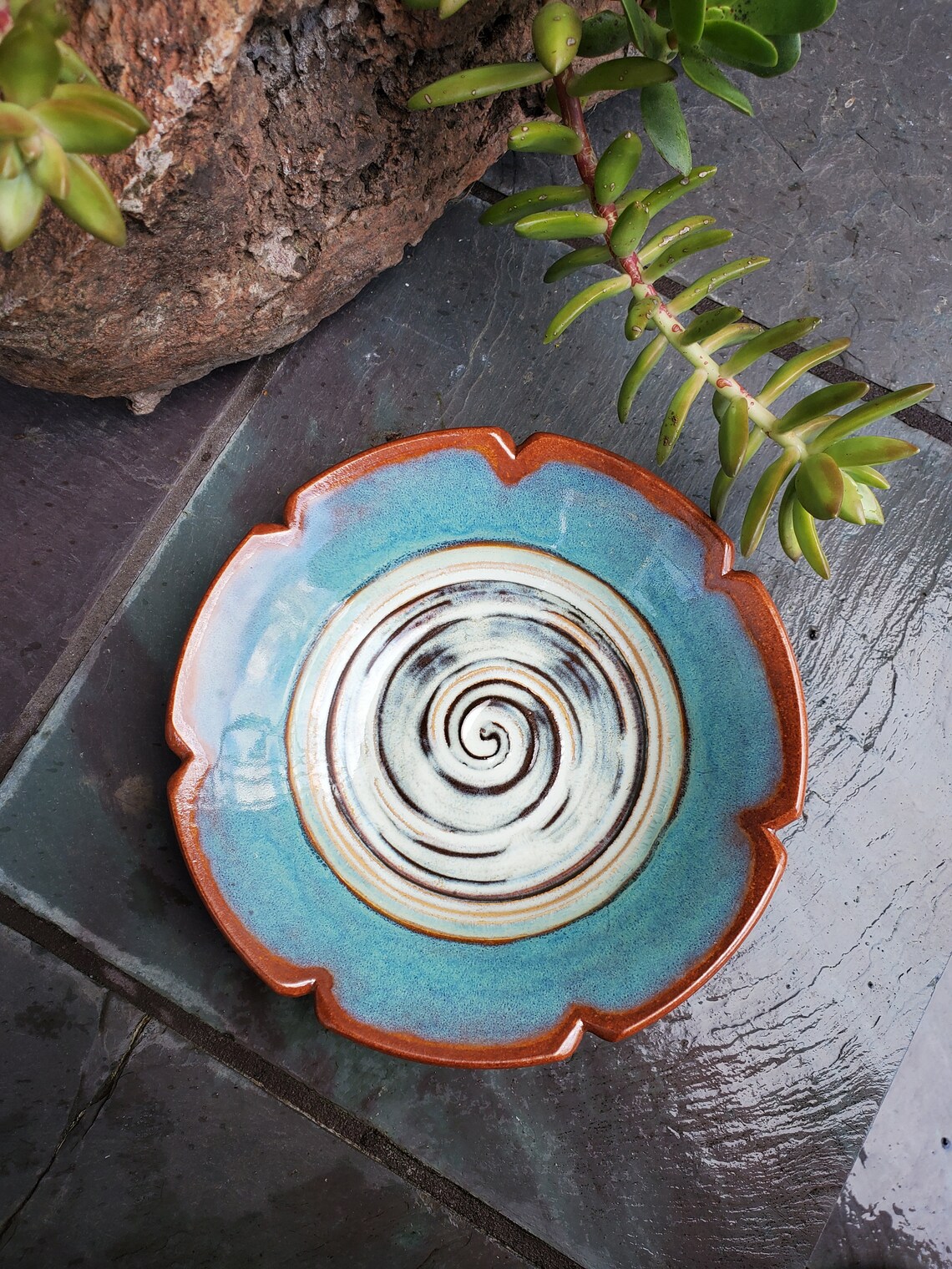 Scalloped Rim Bowl Altered Bowl Carved Rim Bowl | Etsy