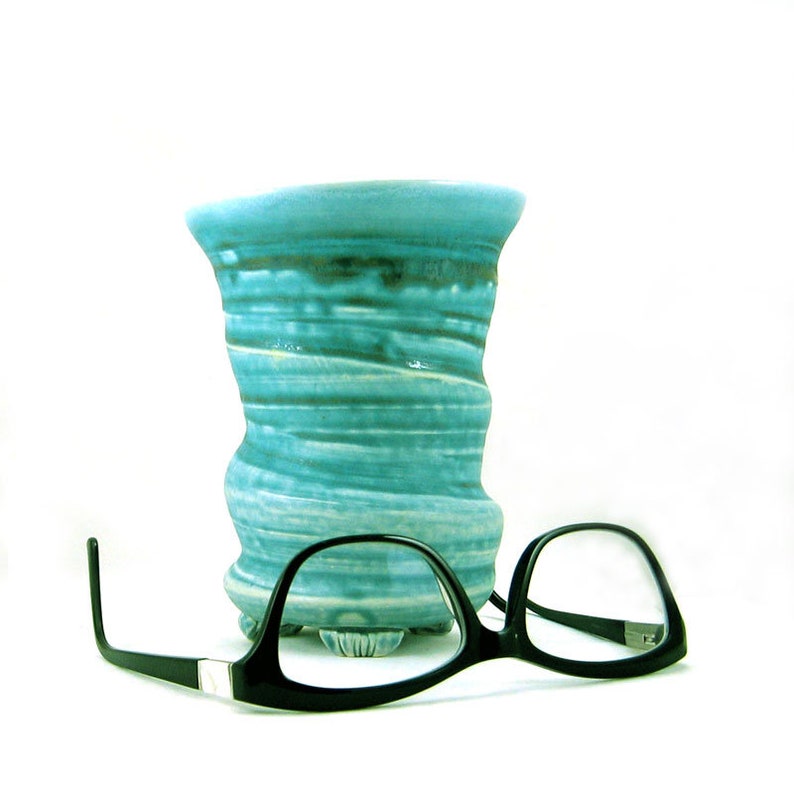 Ceramic Vase Kitchen Utensil Container Blue Pottery Vase - Etsy