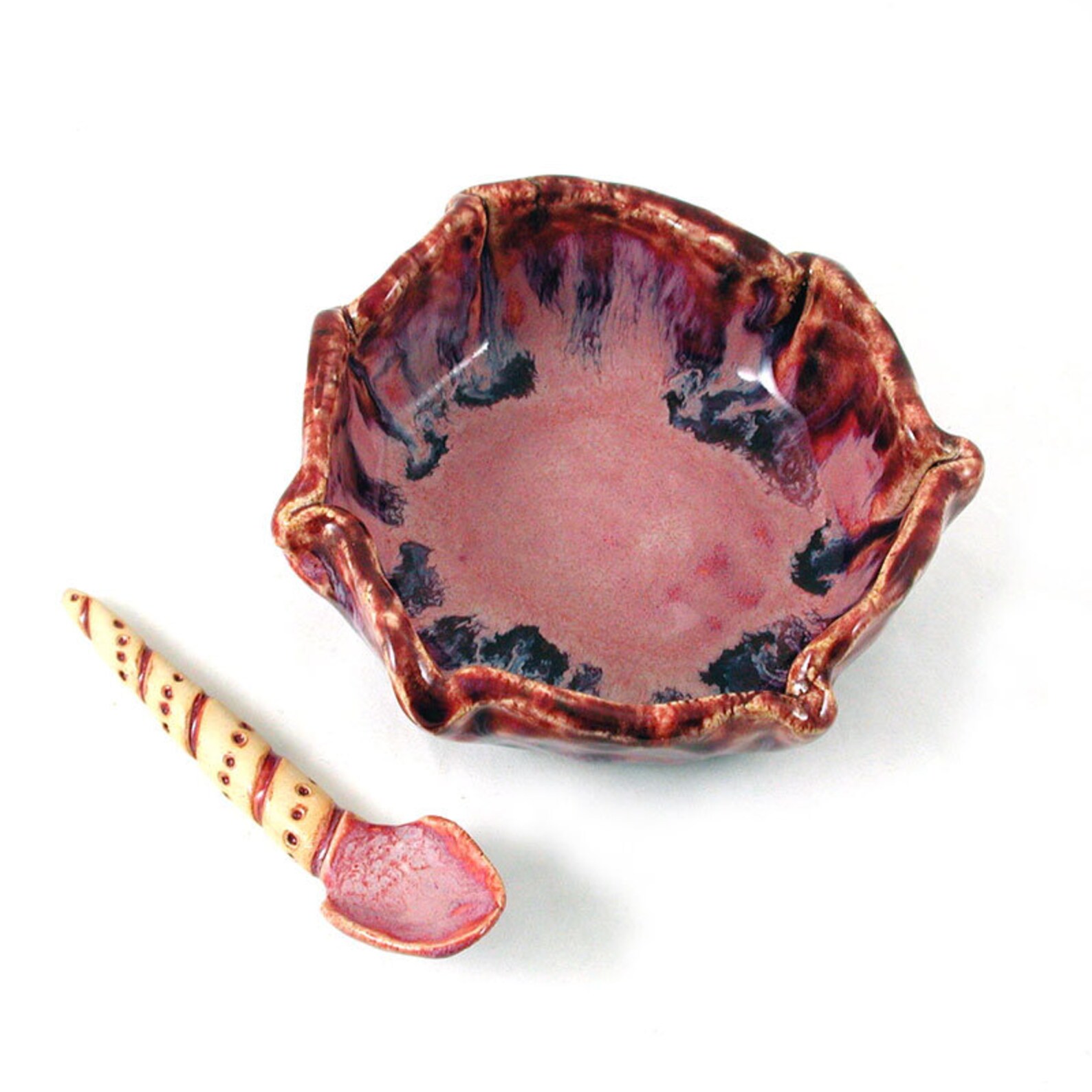 Salt Cellar and Spoon Set Pink Salt Pig and Matching Ceramic Spoon ...