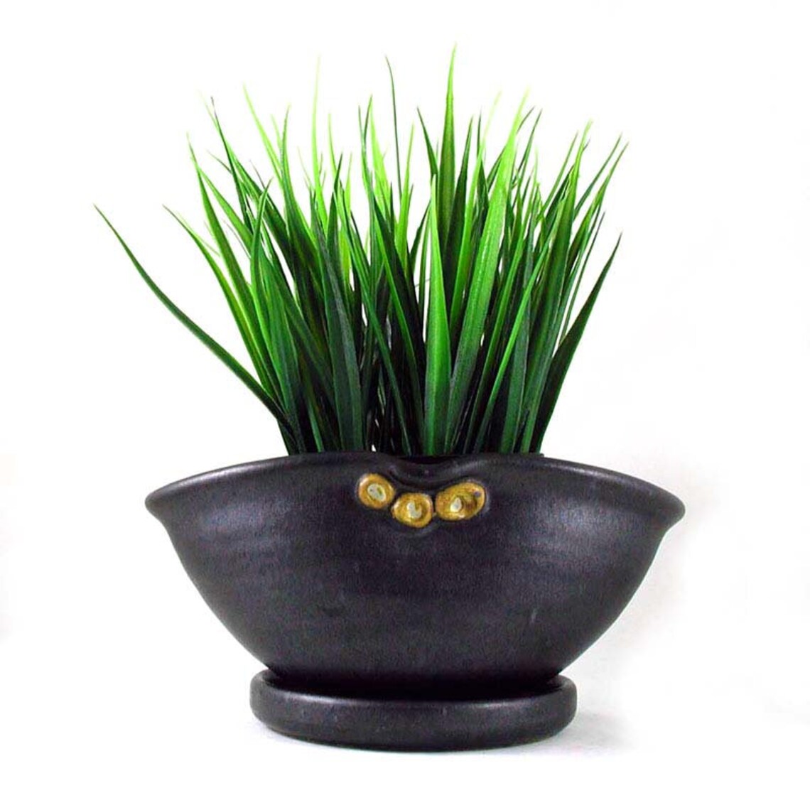 Ceramic Planter Set Flower Pot Set Black Oval Planter - Etsy