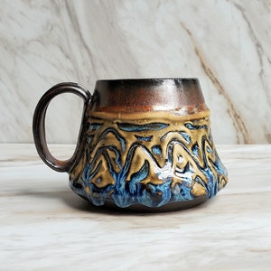 Volcano Mug Mountain Mug Conical Coffee Cup Blue Flowing Water Mug ...