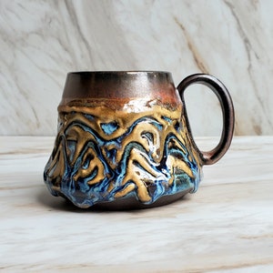 Volcano Mug Mountain Mug Conical Coffee Cup Blue Flowing Water Mug ...