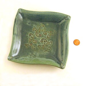 Rustic Slate Blue Tray Square Ceramic Tray Cottage Chic Dish Candy Dish ...