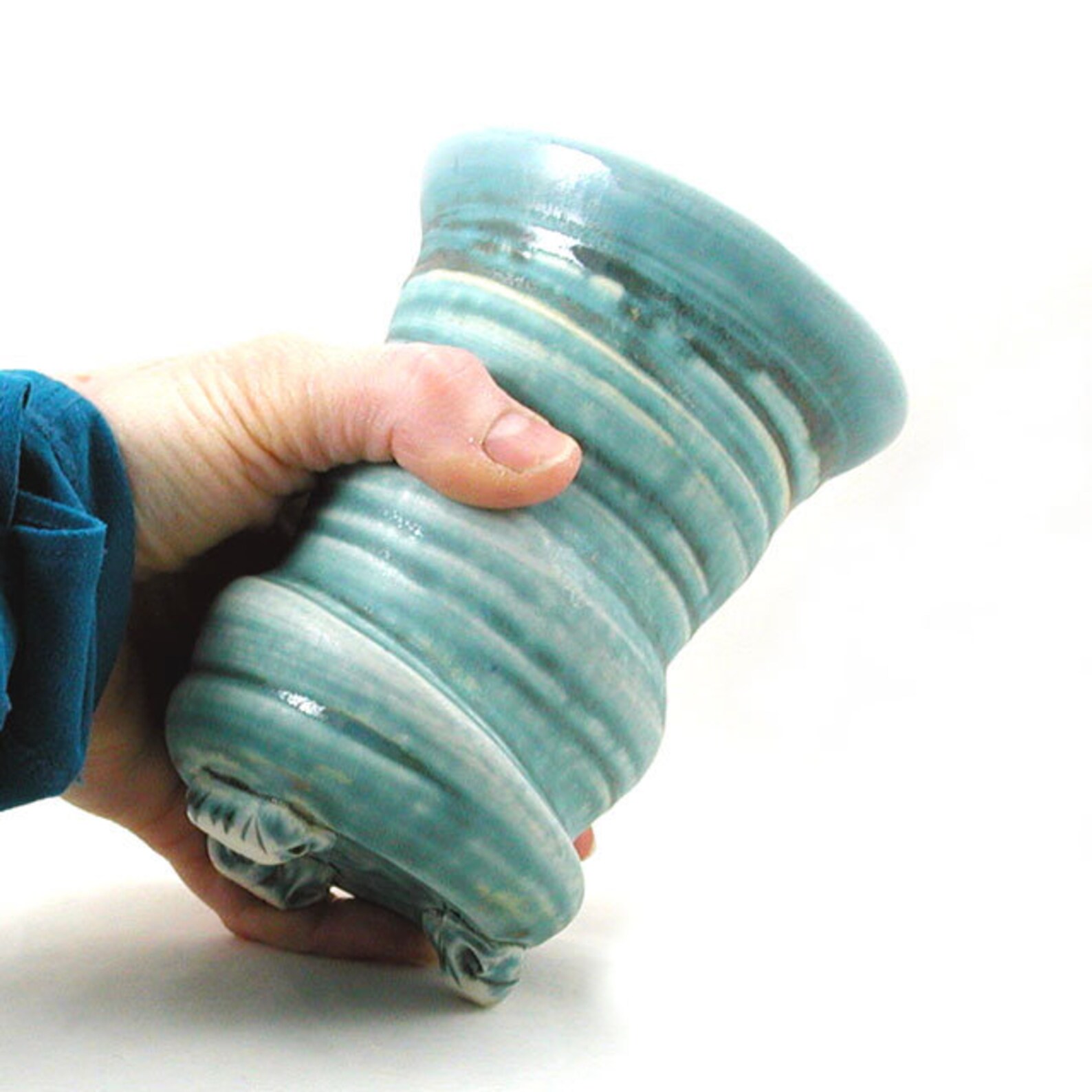 Ceramic Vase Kitchen Utensil Container Blue Pottery Vase - Etsy