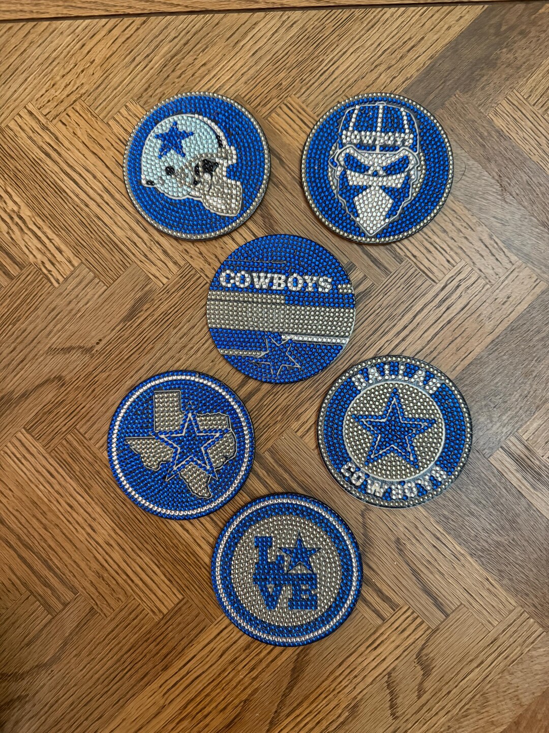 Completed 5D Diamond Coasters , Set of 6 Dallas Cowboys Coasters With ...