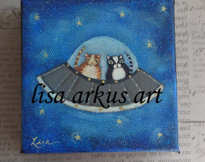 Original Cats in Space Painting Lisa Arkus - Etsy