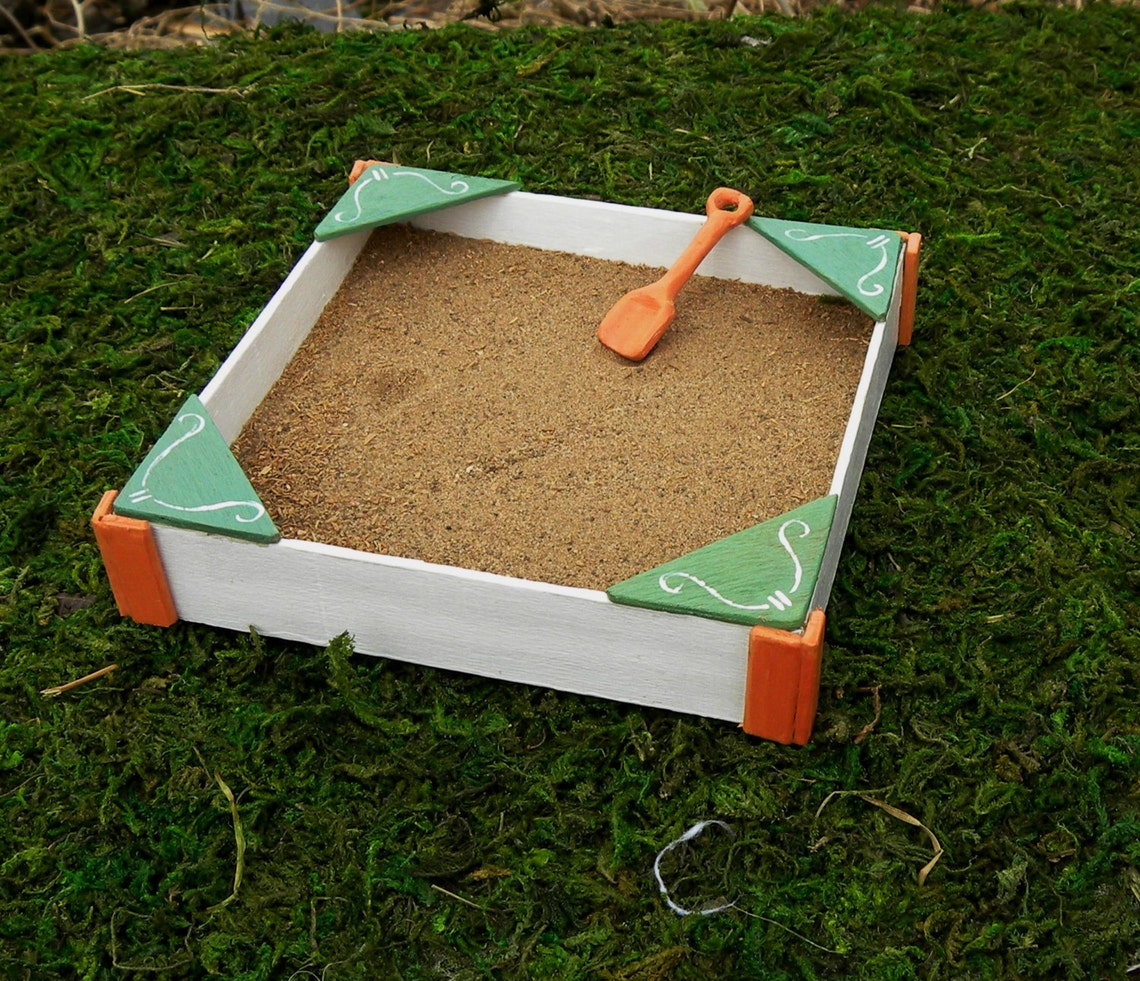 Miniature Wooden SAND BOX with SHOVEL // Dollhouse Patio and | Etsy