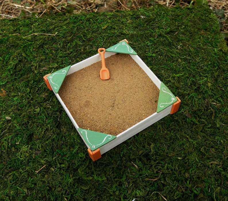 Miniature Wooden SAND BOX with SHOVEL // Dollhouse Patio and | Etsy