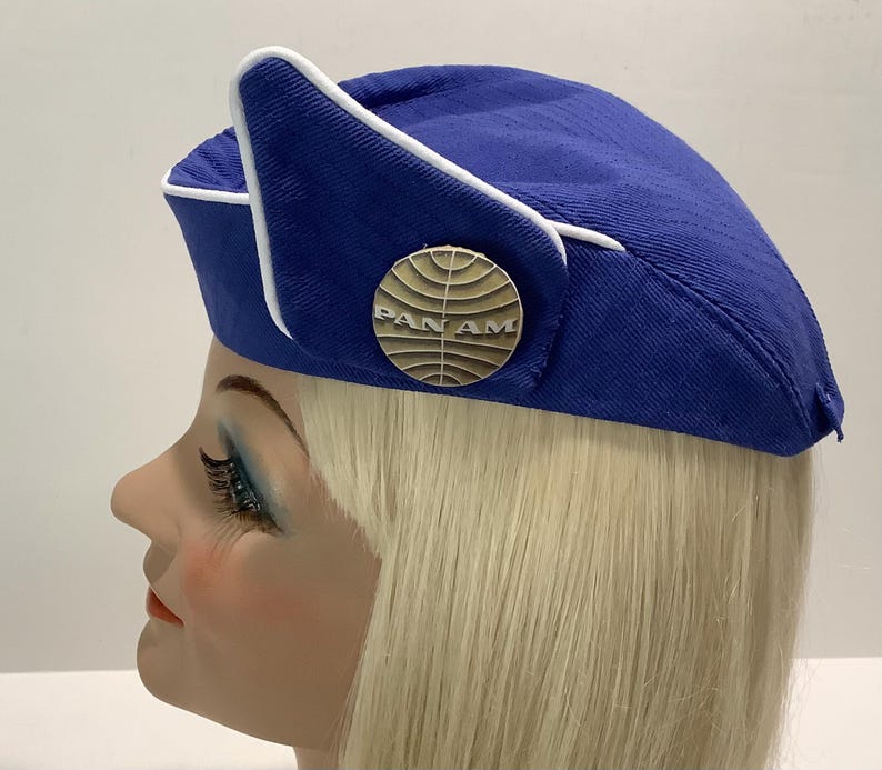 Reproduction PAN AM Stewardess Hat Royal Blue Flight Attendant Airline ...