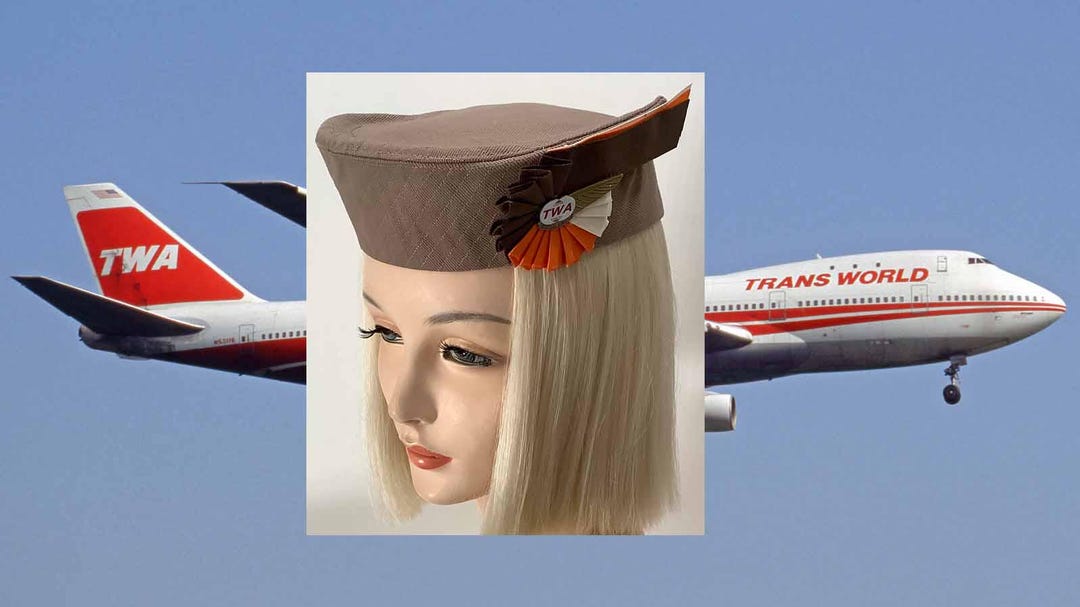 Reproduction TWA Stewardess HAT Flight Attendant Tunis Blue Airlines ...