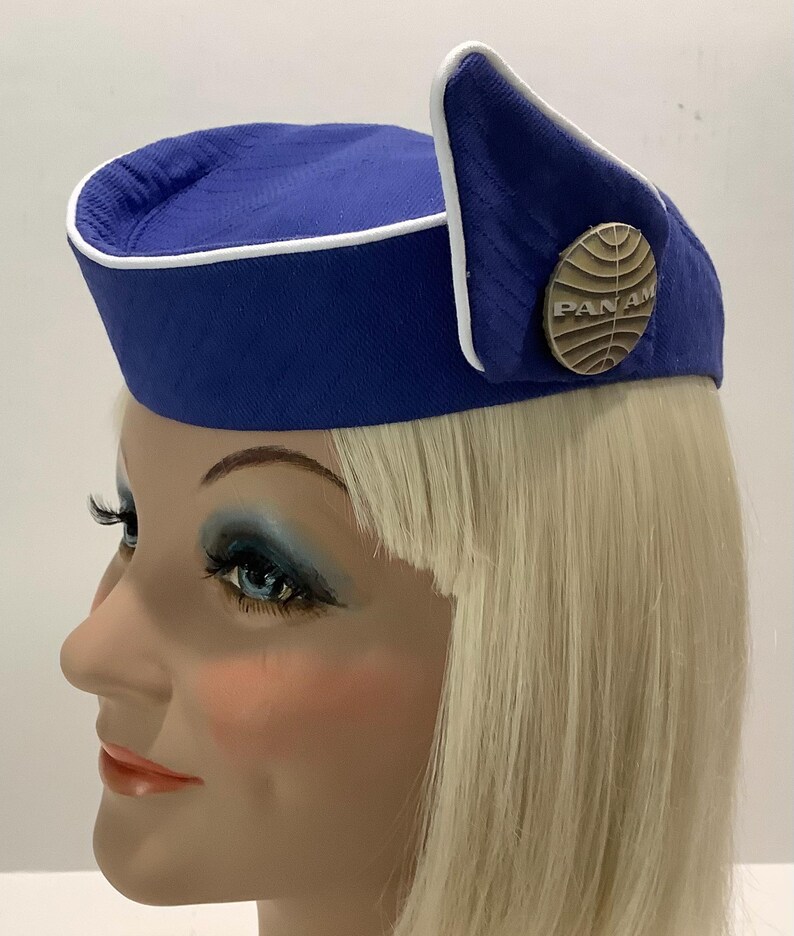 Reproduction PAN AM Stewardess Hat Royal Blue Flight Attendant Airline ...
