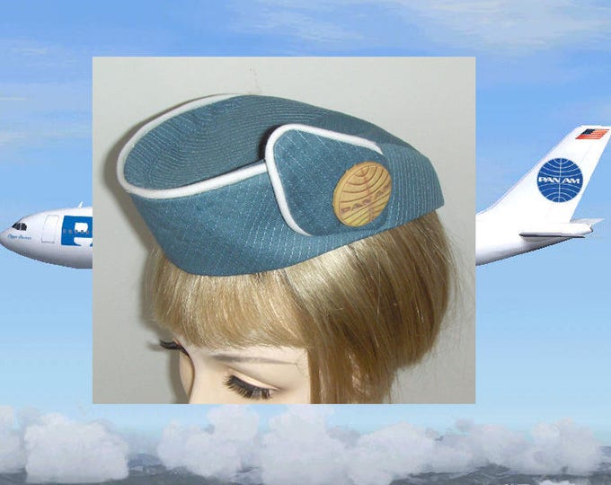 Pan Am Custom Made AIRLINE STEWARDESS HAT Flight Attendant - Tunis Blue ...
