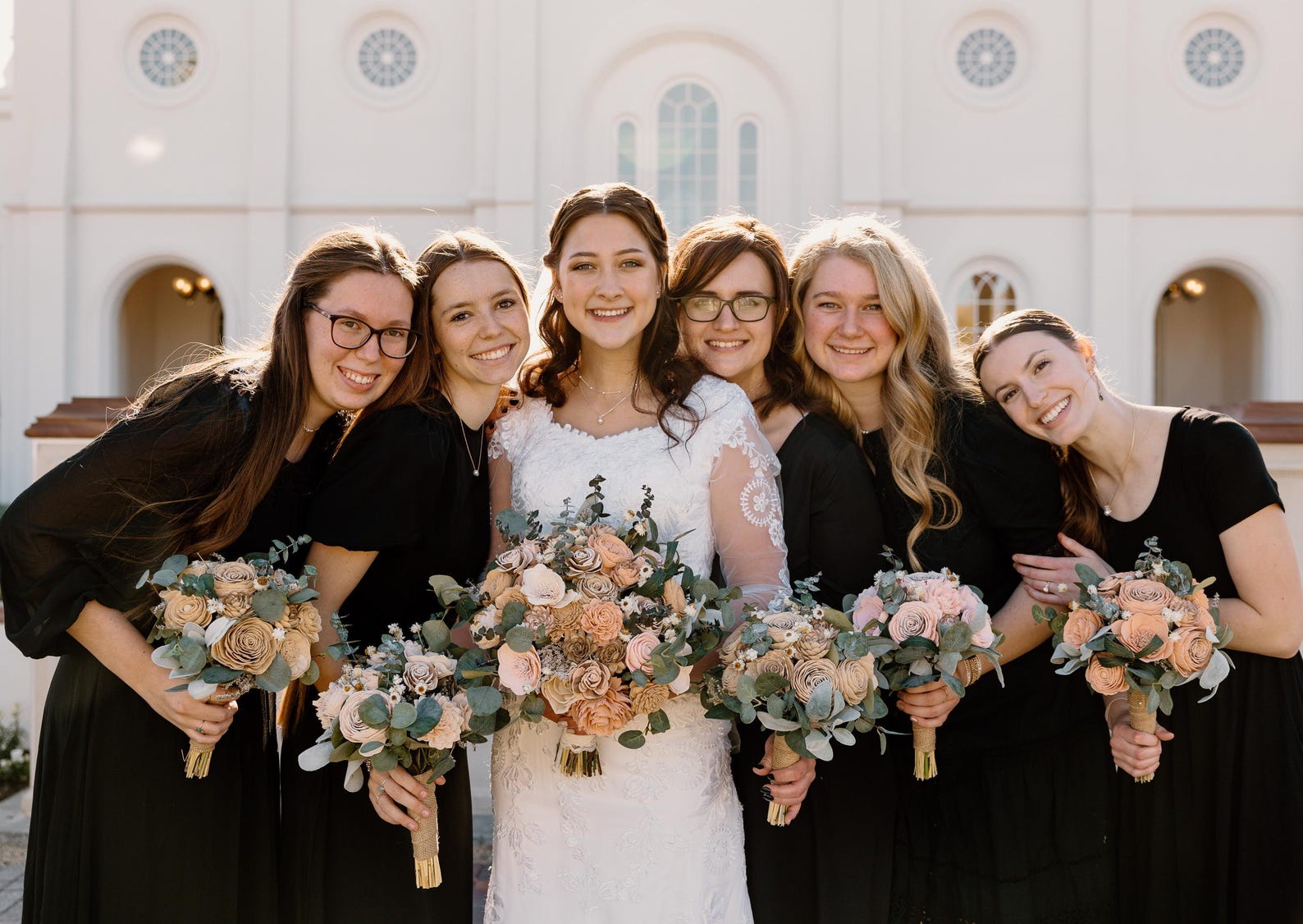 Wood Flower Bridal Bouquet | Bohemian Wedding Bouquet | Champagne ...