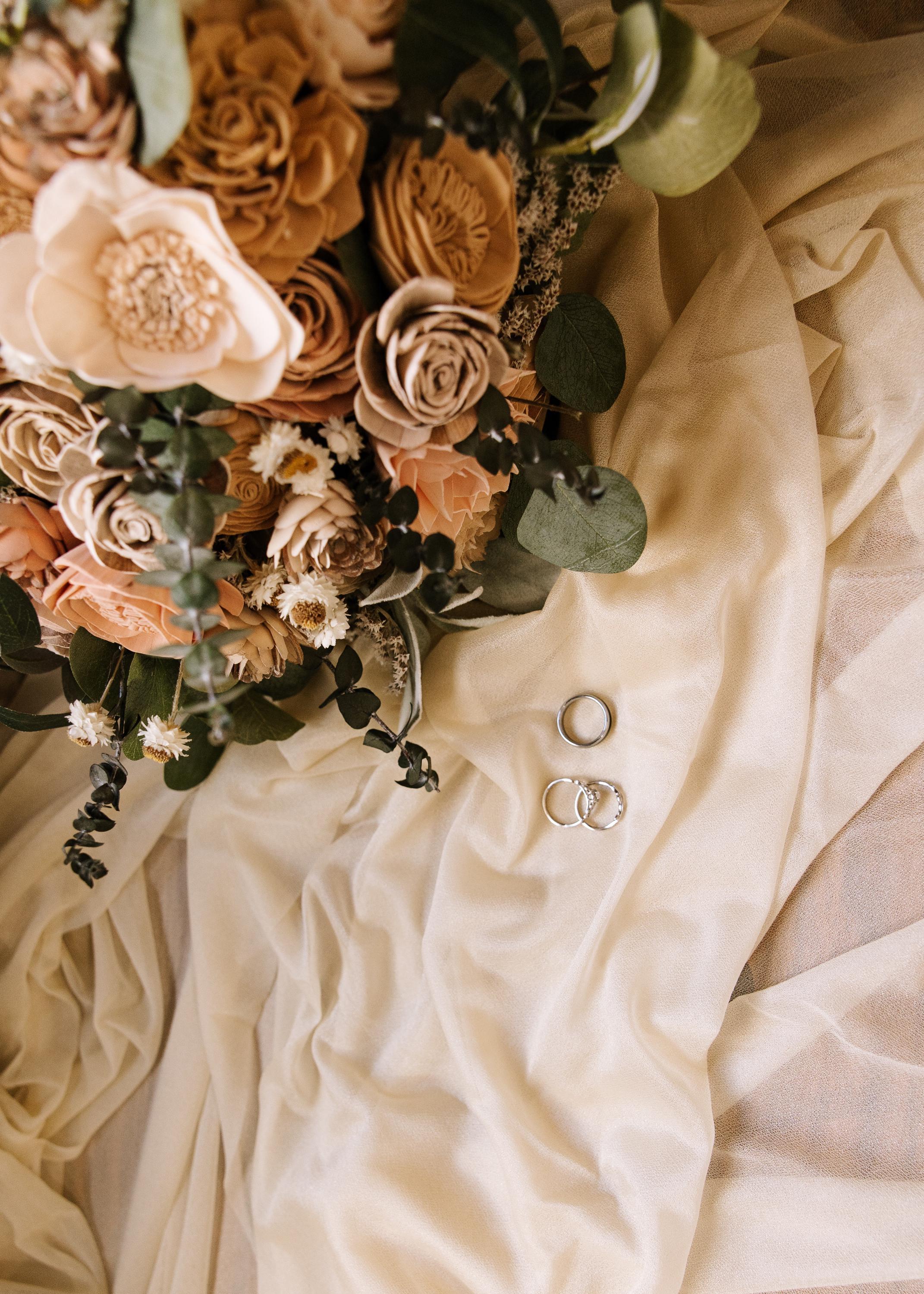 Wood Flower Bridal Bouquet | Bohemian Wedding Bouquet | Champagne ...