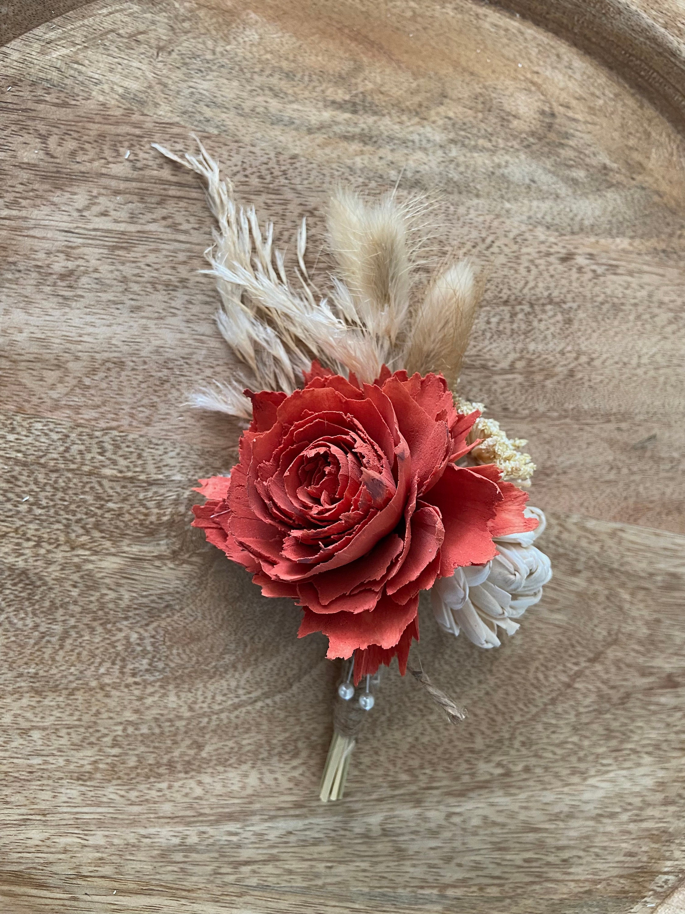 Sola Wood Flower Bridal Bouquet | Rust & Ivory Bouquet Boho Bridal ...
