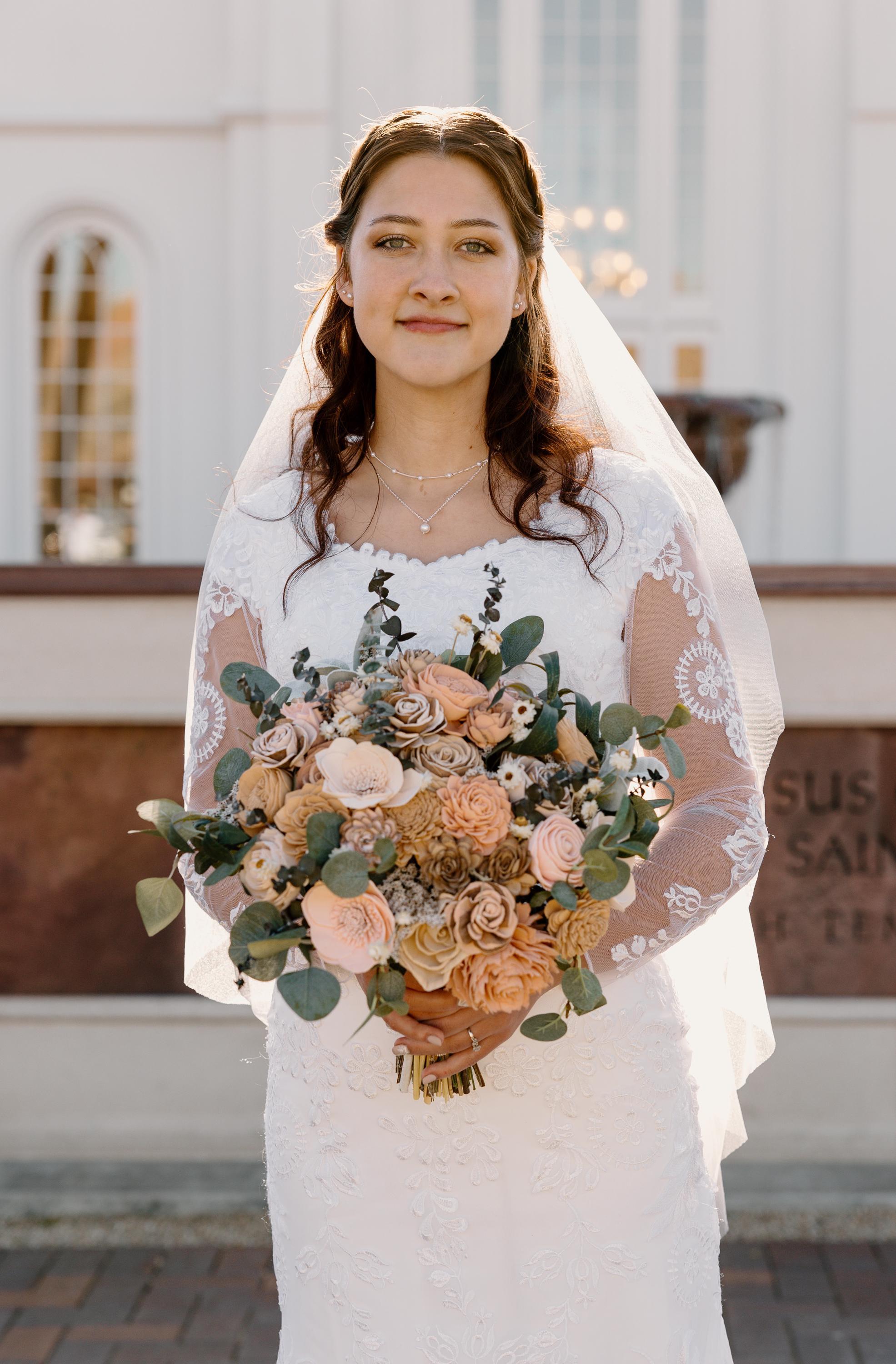 Wood Flower Bridal Bouquet | Bohemian Wedding Bouquet | Champagne ...