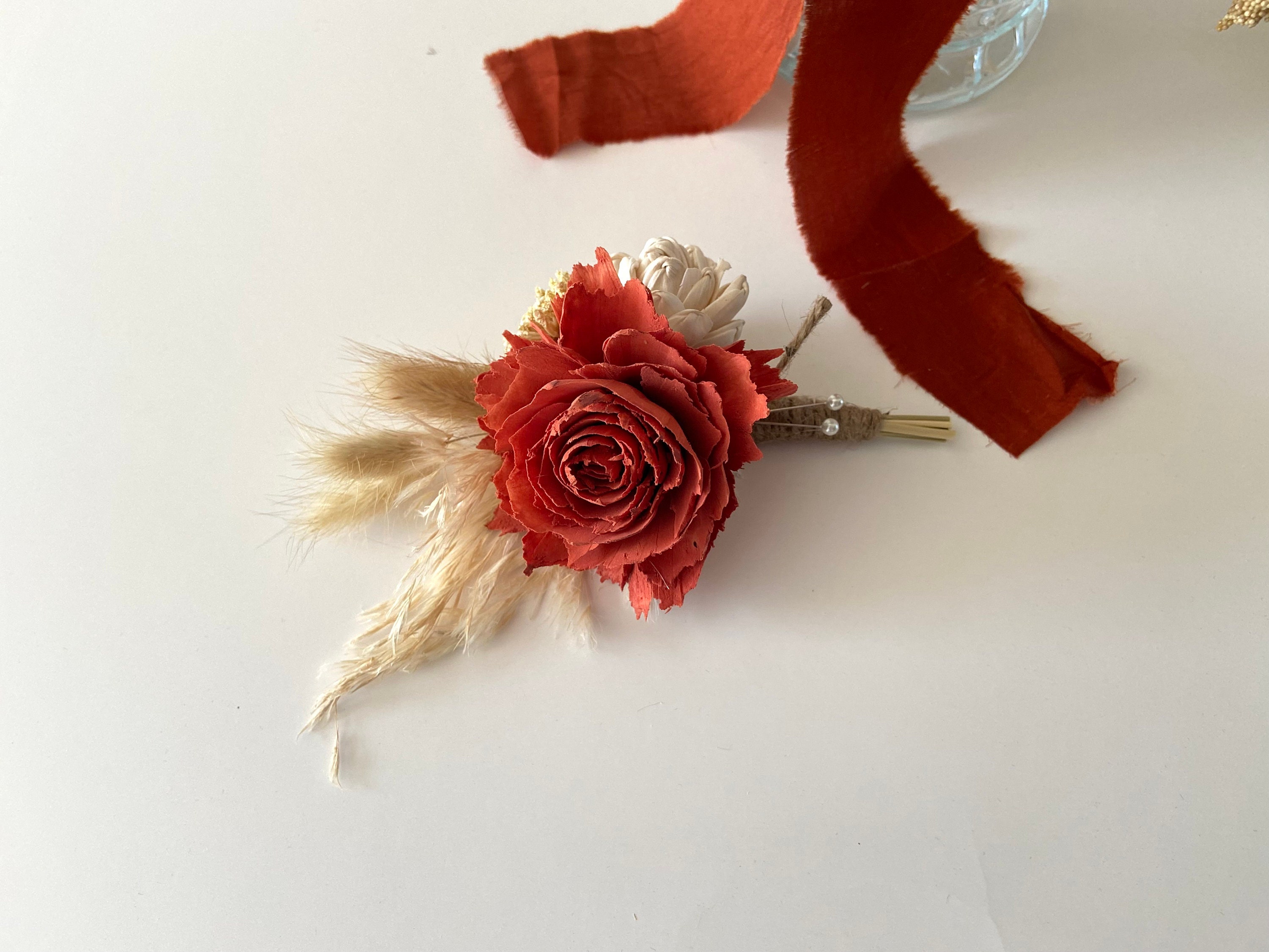 Sola Wood Flower Bridal Bouquet | Rust & Ivory Bouquet Boho Bridal ...