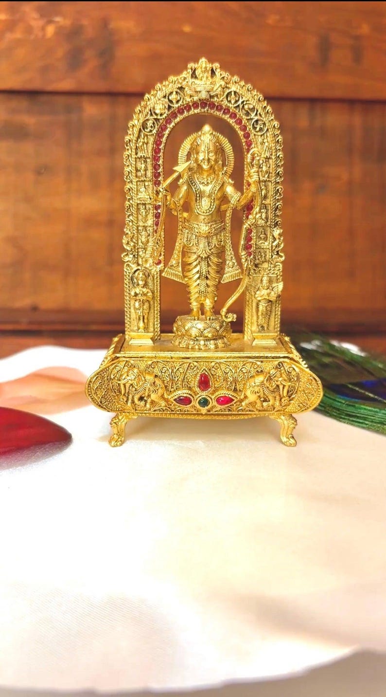 Lord Ram Prabhavali Kumkum Box | Ram Darbar Arch Gold Ruby Sindoor USA ...