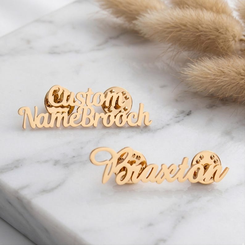 Personalized Name Brooch, Custom Lapel Pin, Stainless Steel Initial ...