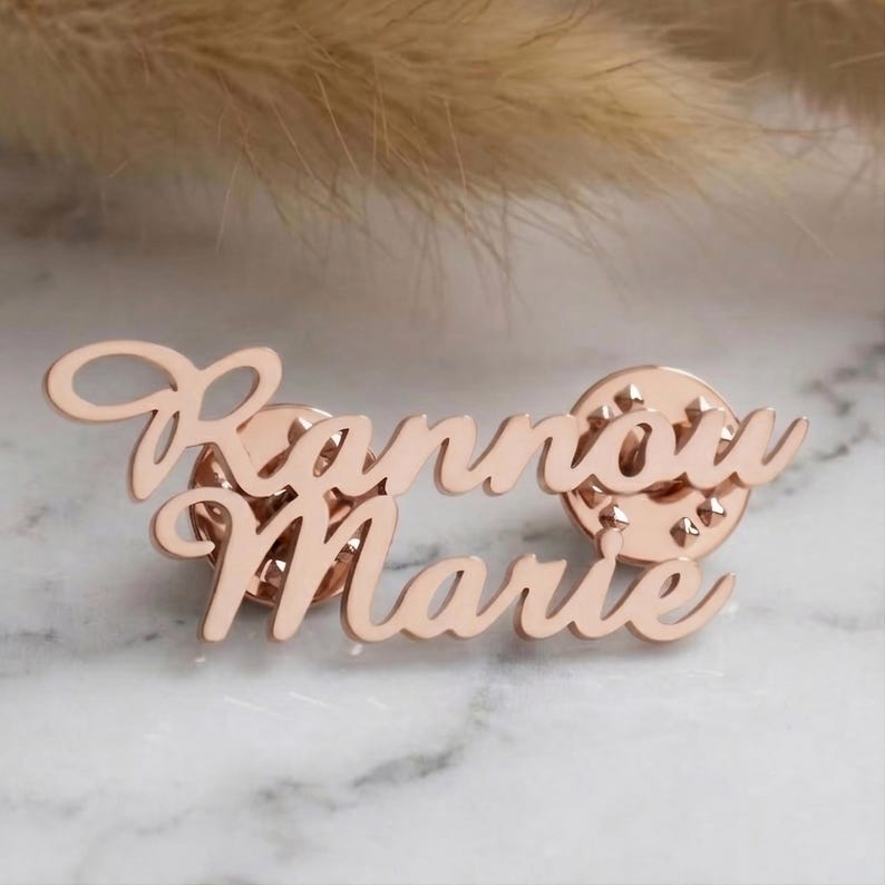 Personalized Name Brooch, Custom Lapel Pin, Stainless Steel Initial ...