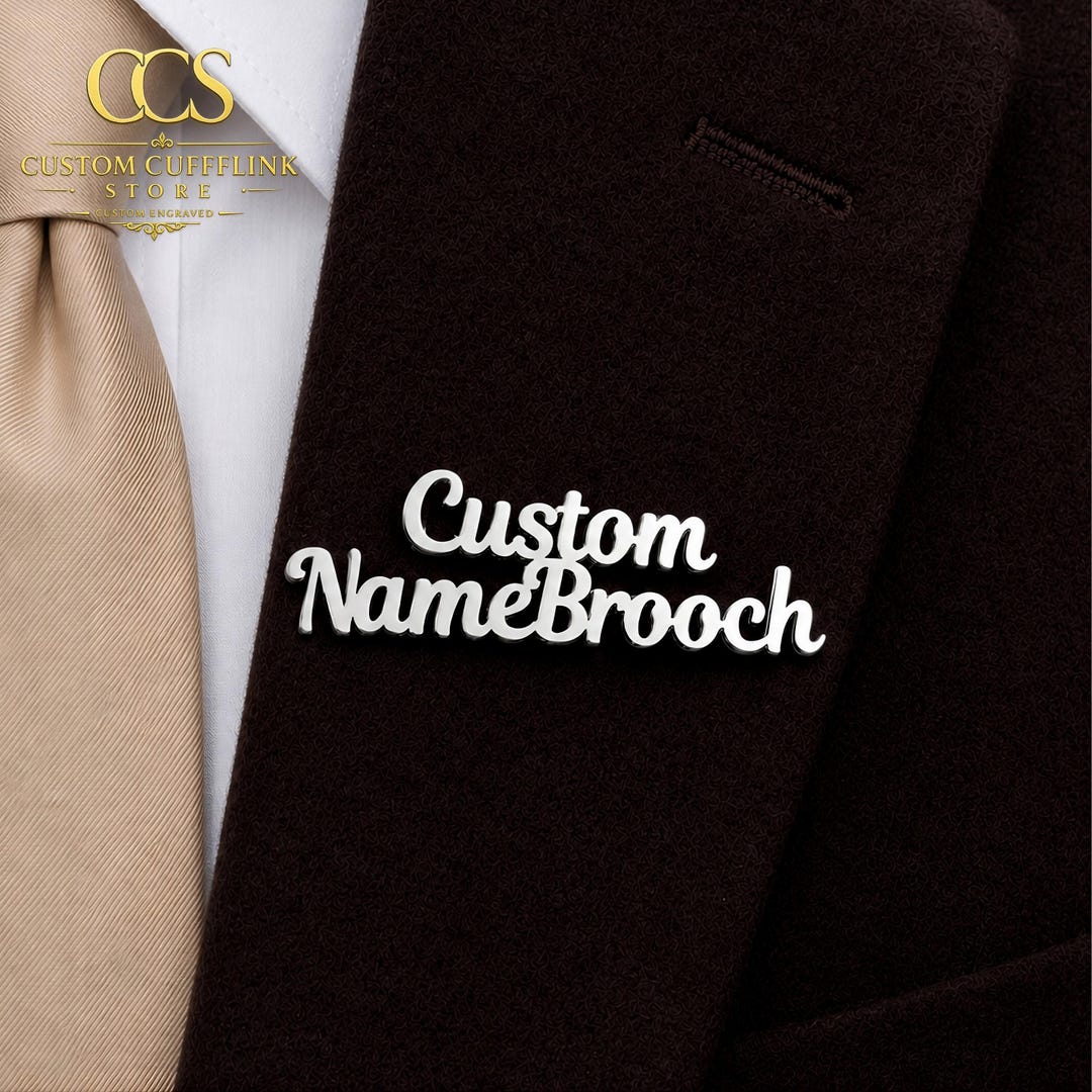 Personalized Name Brooch, Custom Lapel Pin, Stainless Steel Initial ...