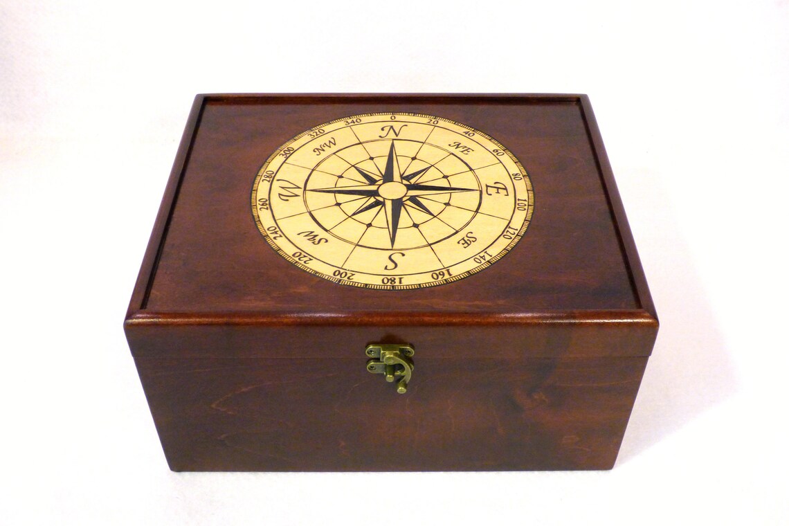 Navigator's Compass Keepsake Box: Custom Wooden Box for | Etsy