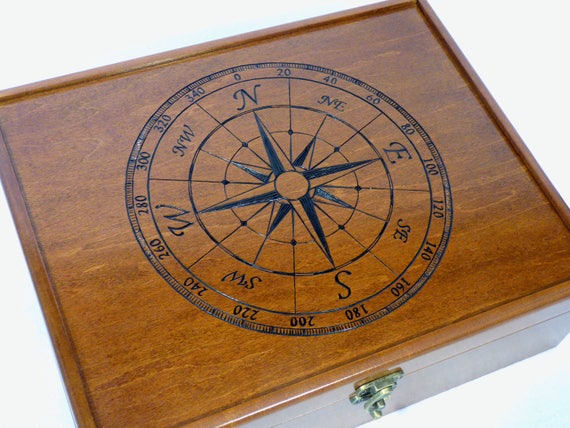 Navigator's Compass Keepsake Box: Custom Wooden Box for | Etsy