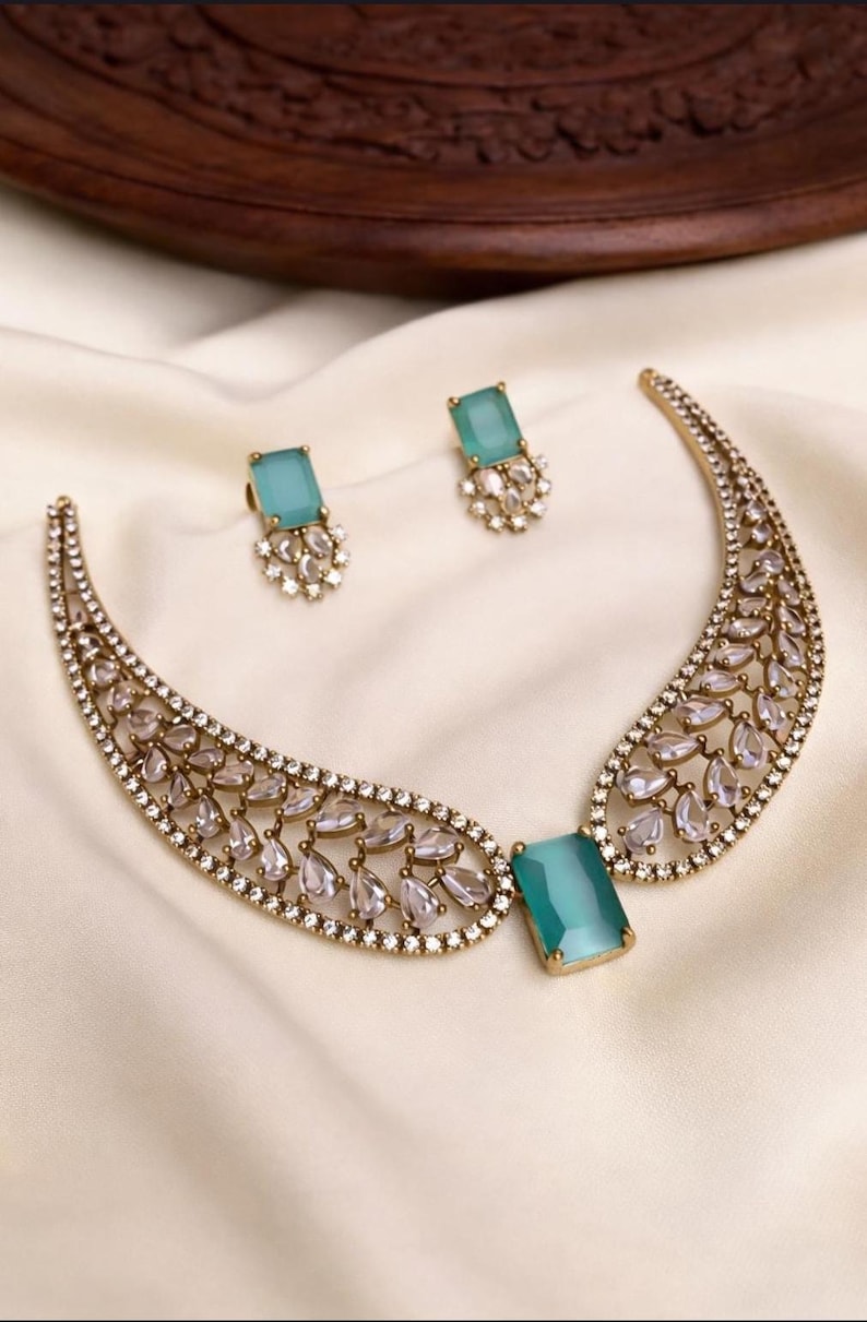 Buy Royal Ruby Red Choker Necklace Set, Gold Bridal Jewelry Set ...