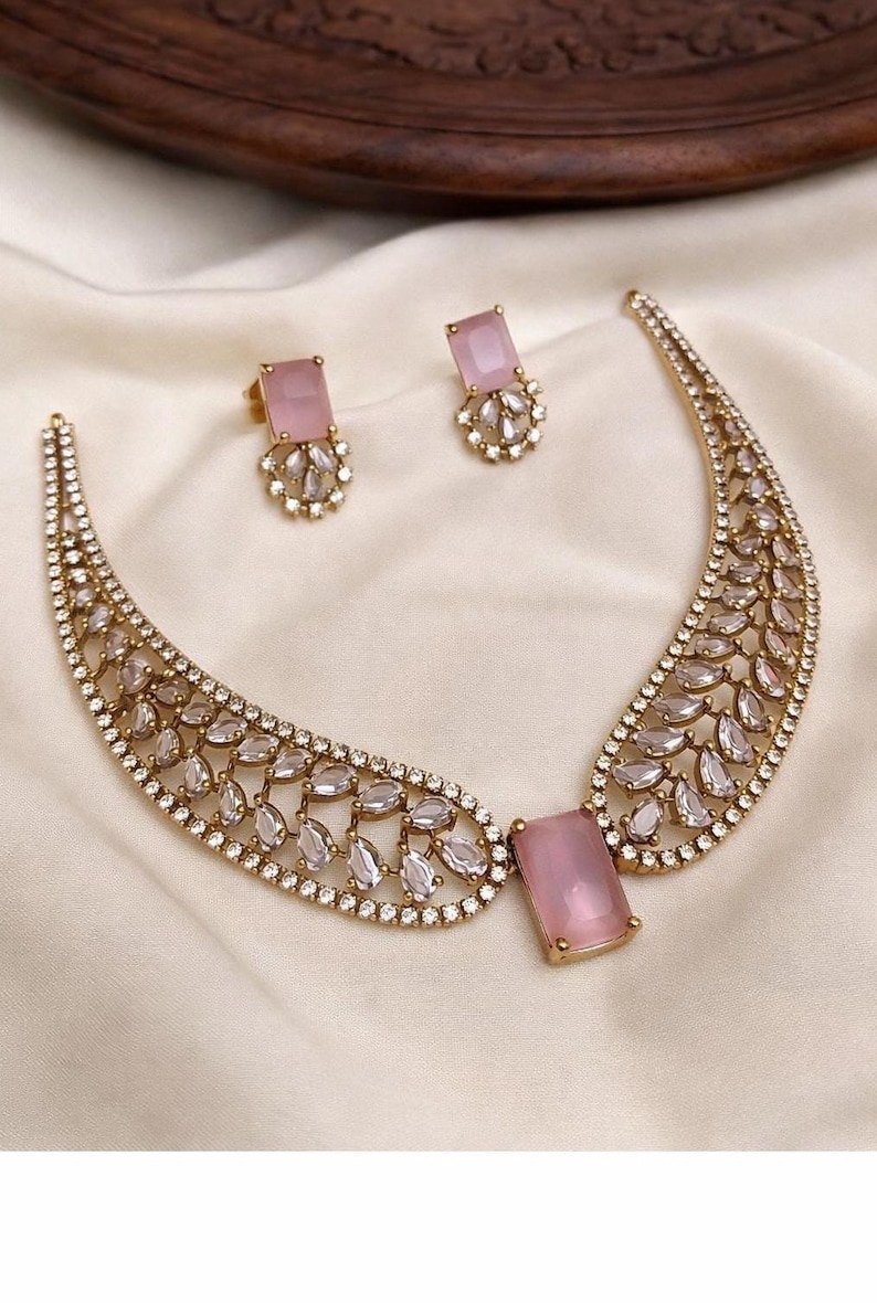 Buy Royal Ruby Red Choker Necklace Set, Gold Bridal Jewelry Set ...