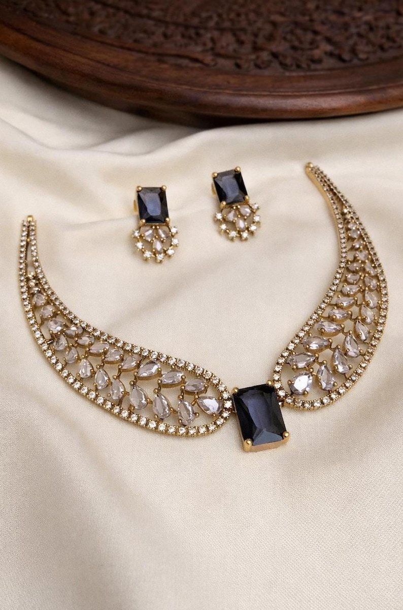 Buy Royal Ruby Red Choker Necklace Set, Gold Bridal Jewelry Set ...