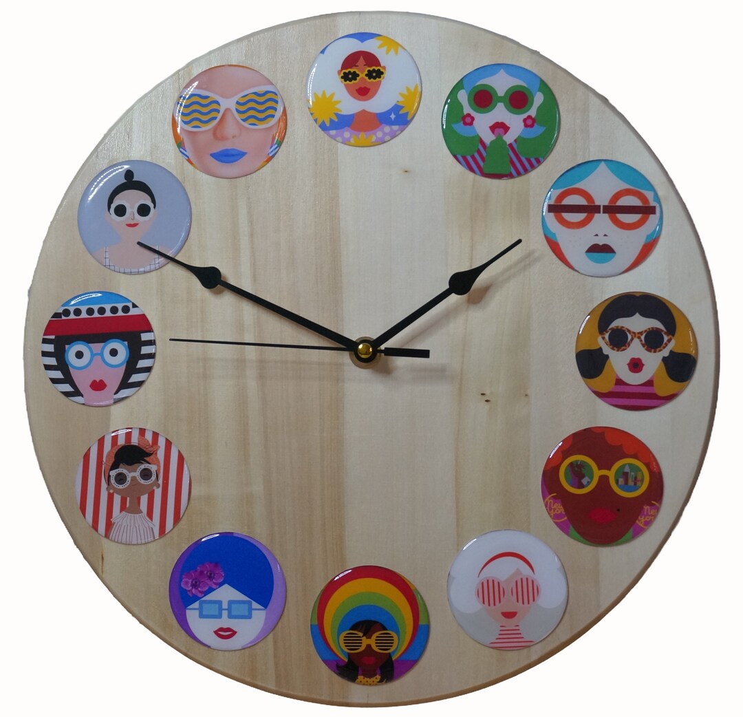 Faces, Funky Faces, Wooden Clock, Wall Clock, Wall Art, 30cm Clock ...