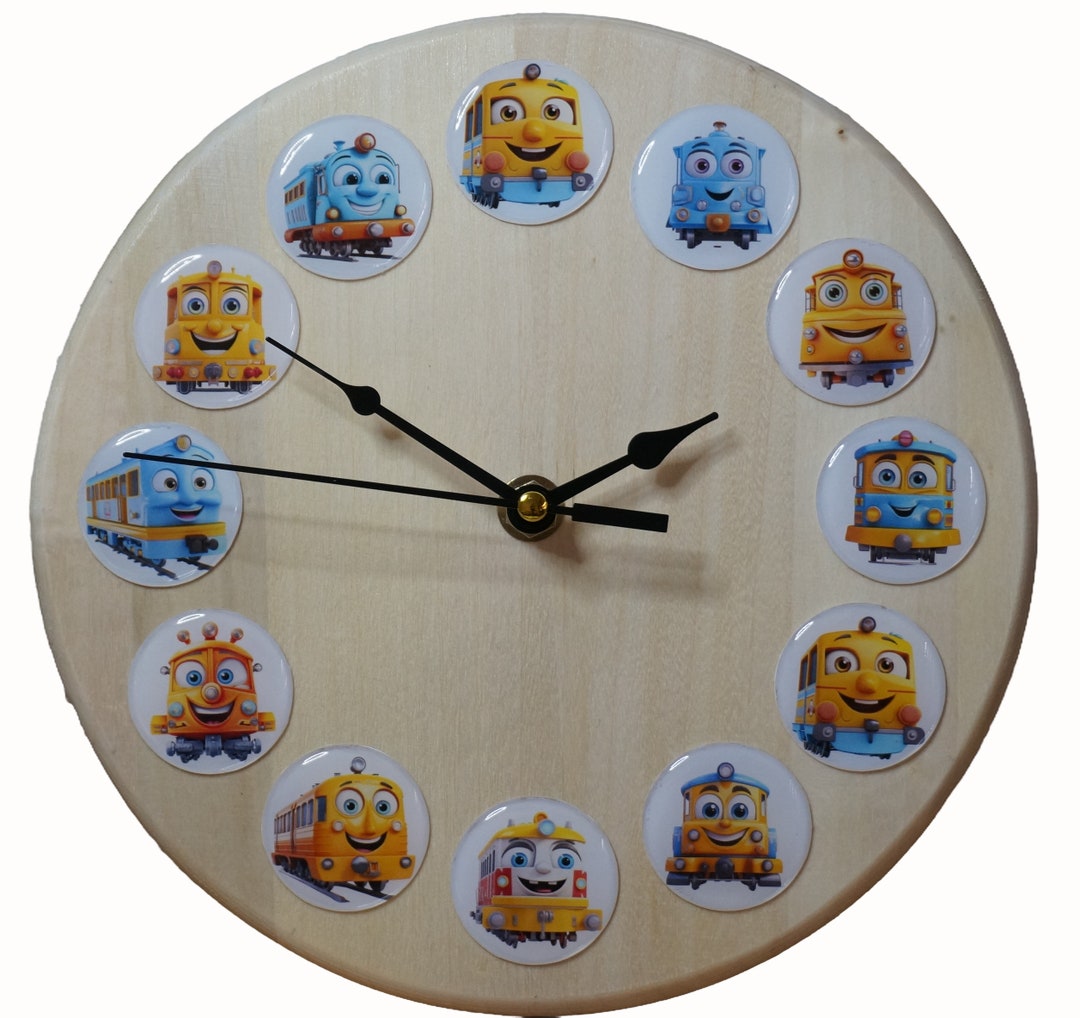 Trains, Cute Trains, Wooden Clock, Wall Clock, Wall Art, 20cm Clock ...