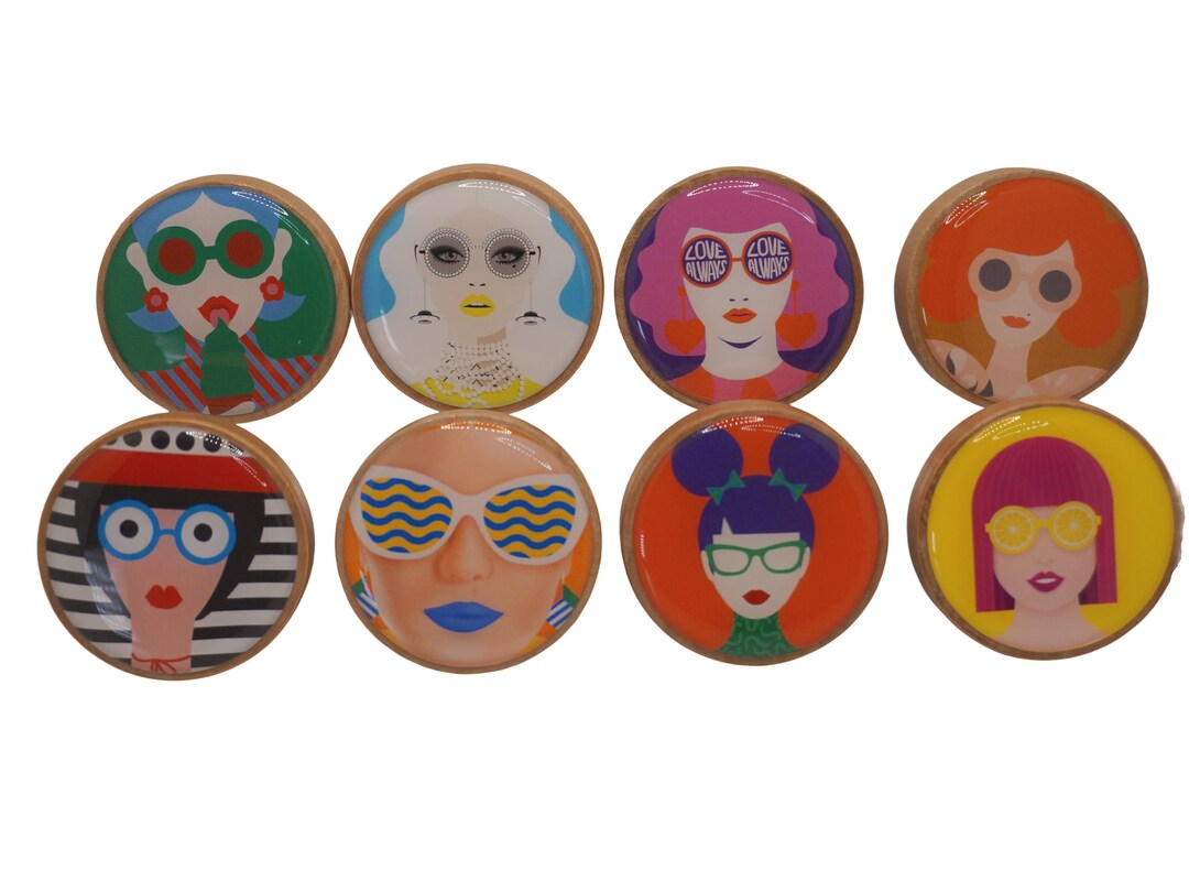Drawer Knobs, Funky Faces, Glasses, Bright Faces, 5cm Cabinet Handles ...