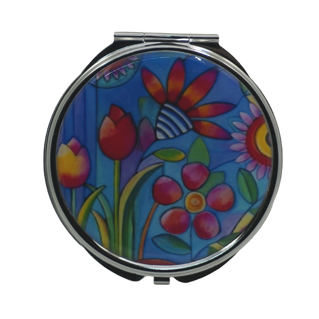 Bright Flowers, Floral, Large Pill Box, Mirror, Medicine Case, Pill ...