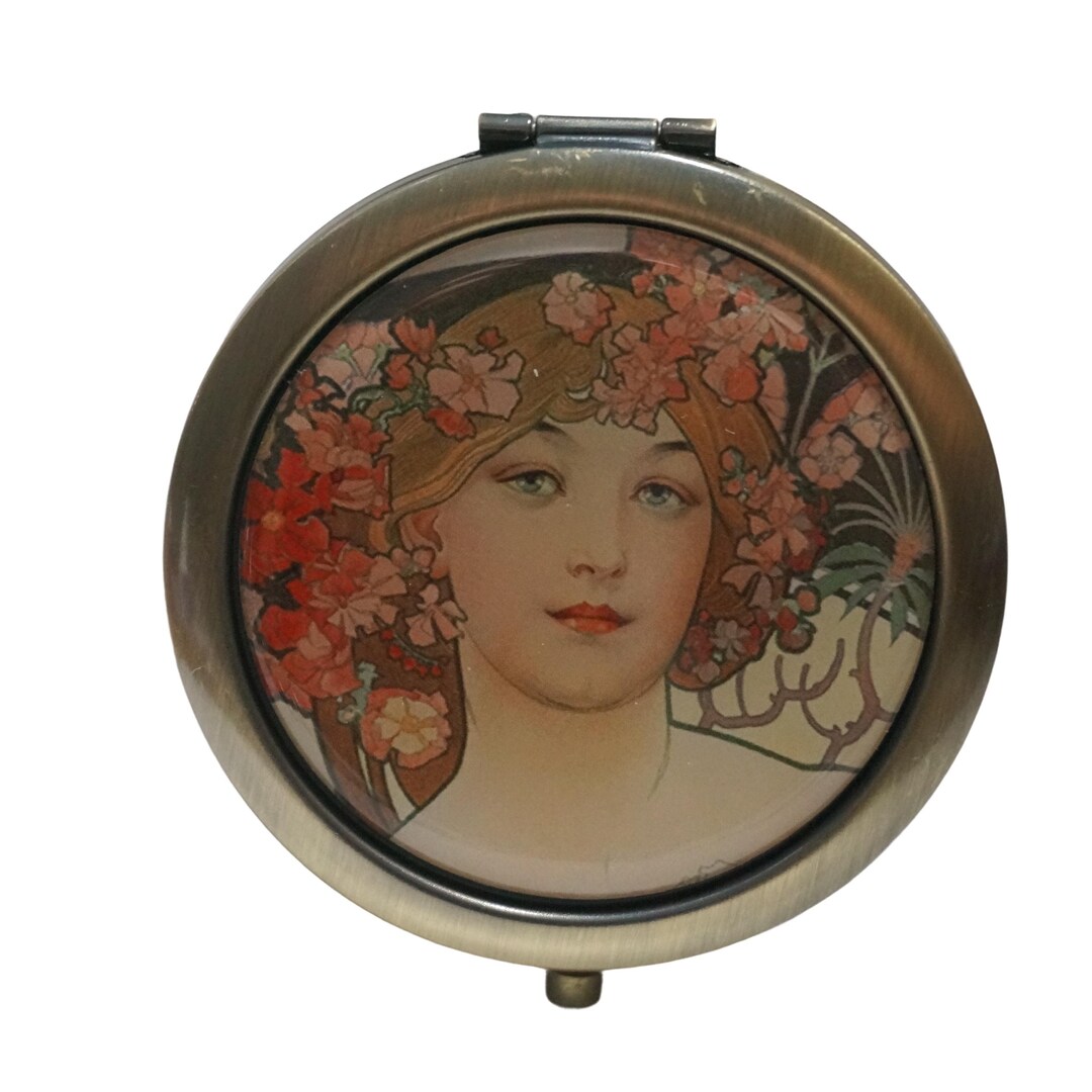 Alphonse Mucha, Art Nouveau, Compact Mirror, Purse Mirror, Pocket ...