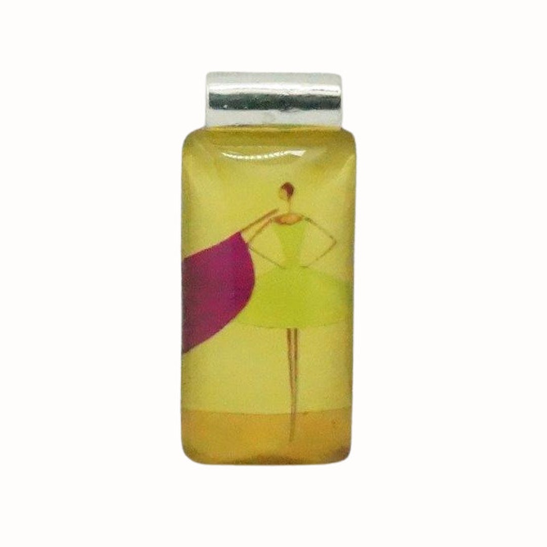 Ballet, Ballerina, Dance, Yellow, Pink, Rectangle Glass Tile Pendant ...