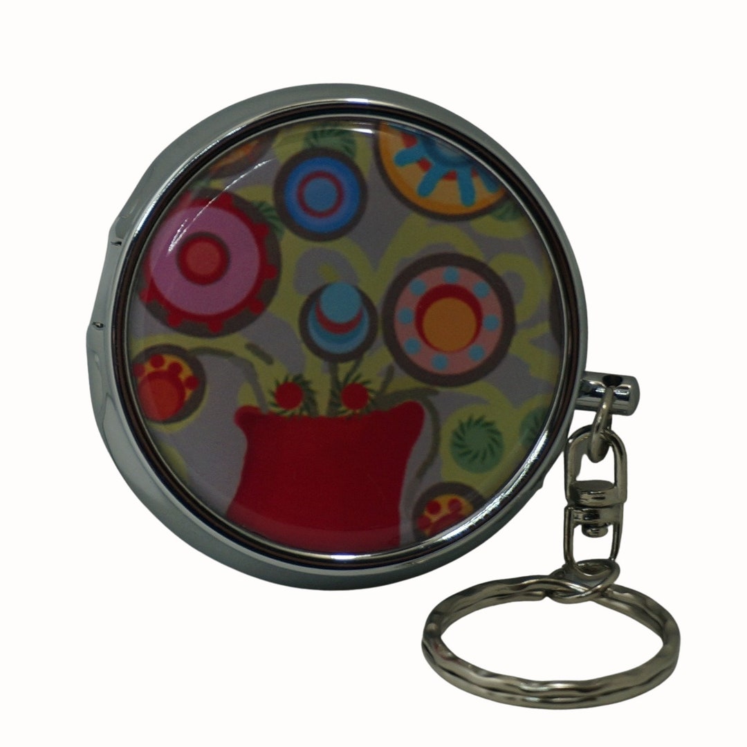 Floral, Bright Flowers, Red, Blue, Portable Ashtray, Personal Stainless ...