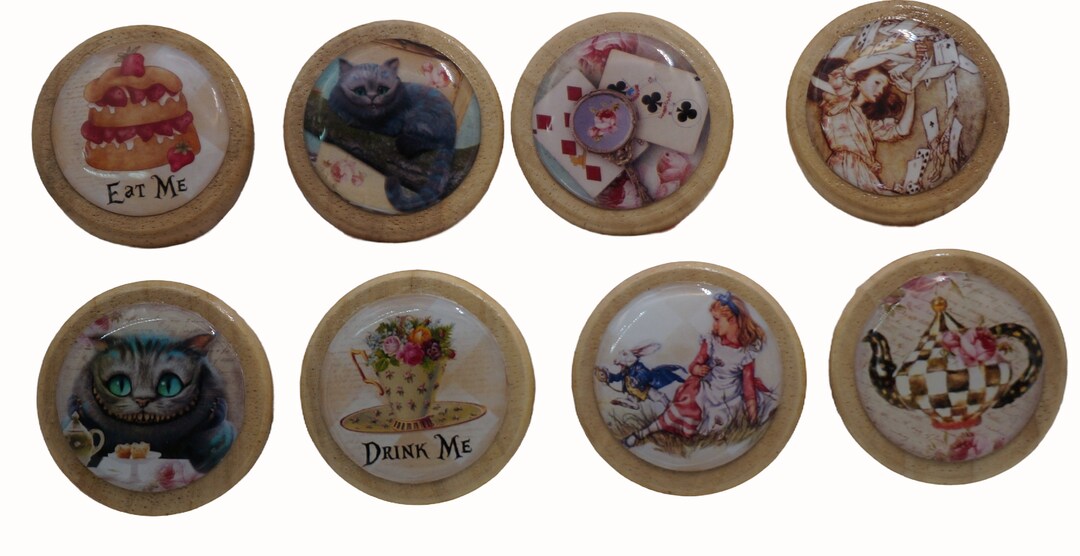 Nursery, Decor, Alice in Wonderland, Cabinet Handles, Furniture Drawer ...