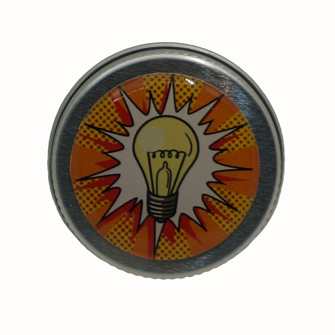 Light Bulb, Pop Art, Retro, 15ml Round Storage Tin Trinket Pill Box ...