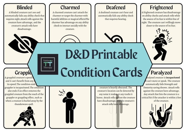 Dnd 5E Printable Condition Cards and Quick-reference DM Cheat Sheet ...