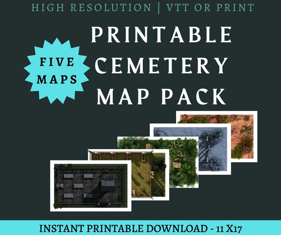 Dnd Printable Cemetery Maps Bundle Gridded & Ungridded Options for ...