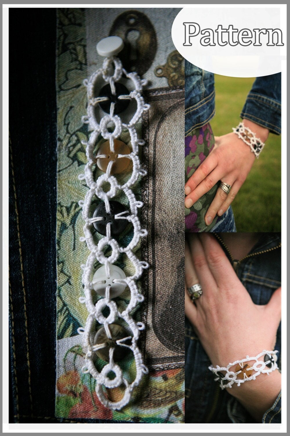 Pattern-needle Tatting-tatted Button Bracelet PDF Pattern by Rustikate ...