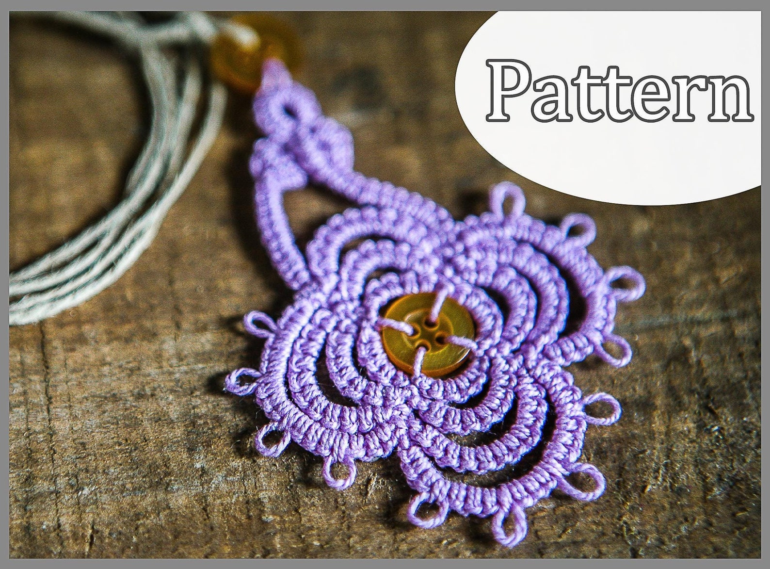 Pattern-needle Tatting – Tatted "necklace" Medallion Button Pendant PDF ...