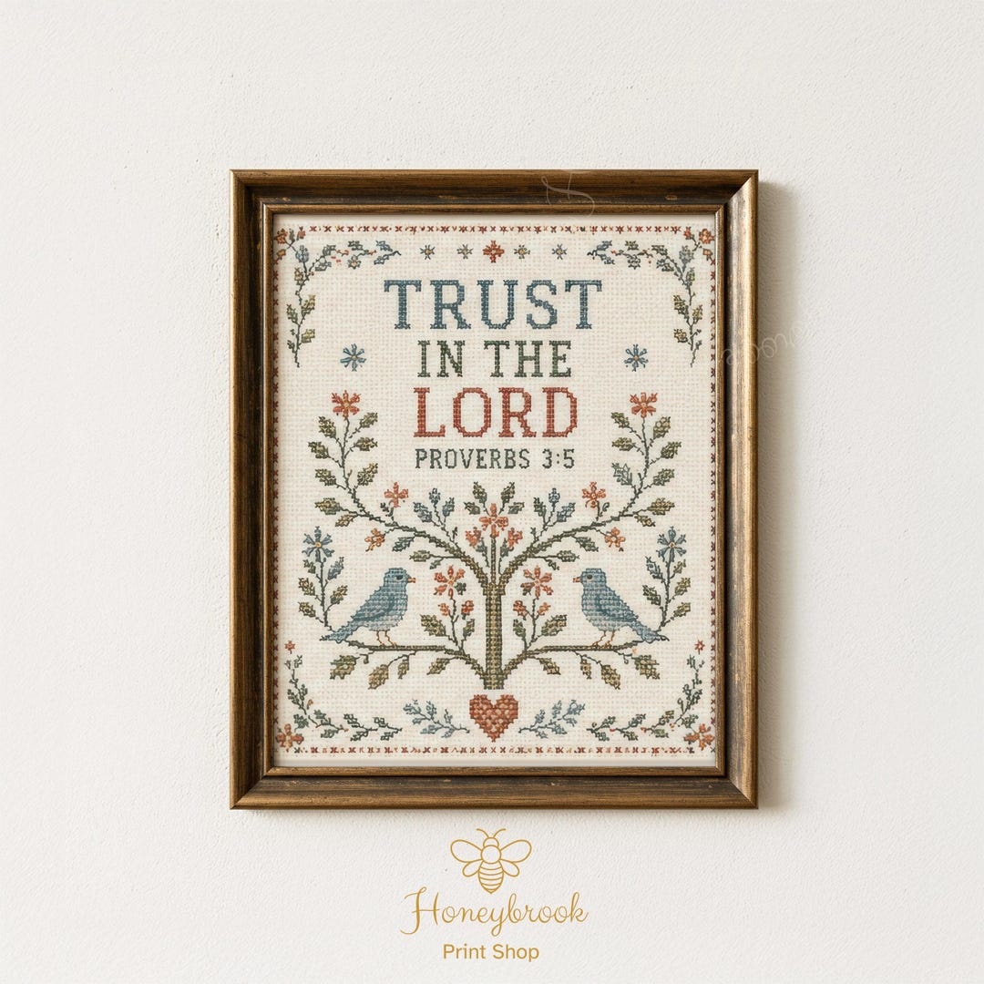 Christian Digital Wall Art Proverbs 3-5 Religious Style Digital ...
