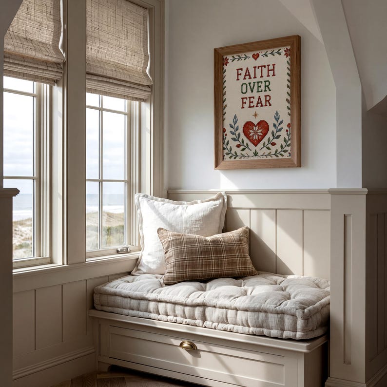 Faith Over Fear Inspired Art, Vintage Christian Wall Art (digital ...