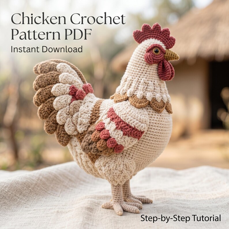 Crochet Rooster Amigurumi Pattern – Chickan Style PDF, Beginner ...