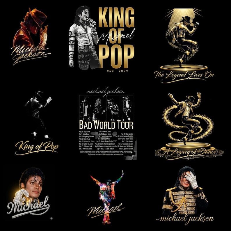 Michael Jackson King of Pop PNG Bundle, Retro 80s Music Legend (digital ...